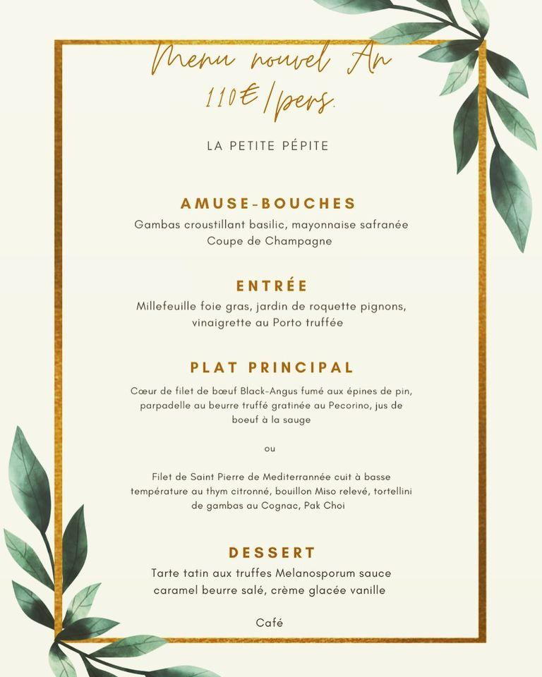 Menu at La petite pépite restaurant, Cannes