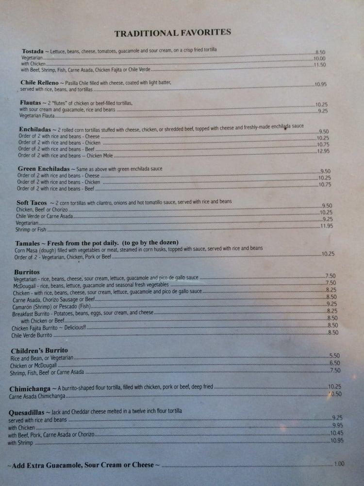 Menu at Mexico Lindo Restaurant, Graton