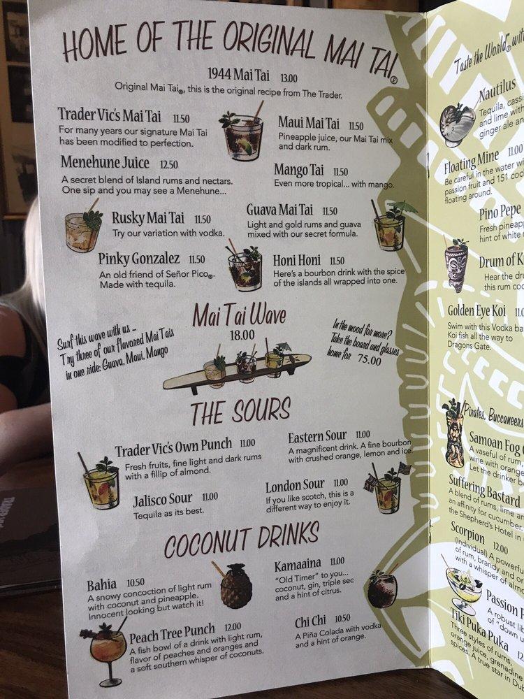 Menu at Trader Vic's pub & bar, Emeryville