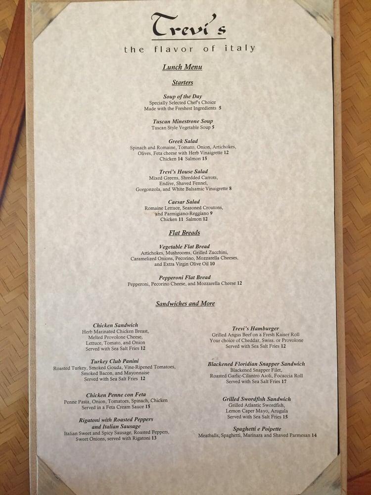 Menu at Trevi's Restaurant, Four Corners, Masters Blvd