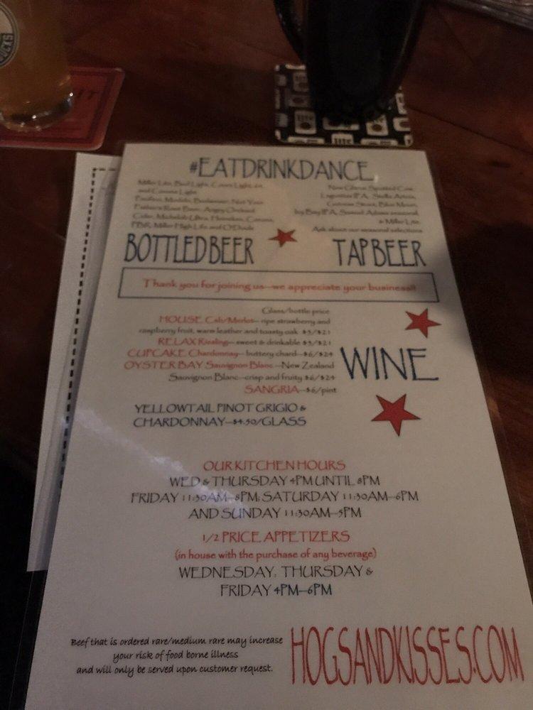 Menu at Hogs & Kisses pub & bar, Lake Geneva