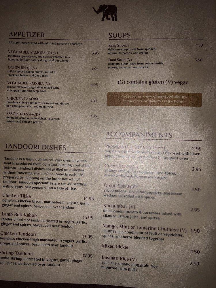 Menu at Red Fort Cuisine Of India restaurant, St. George