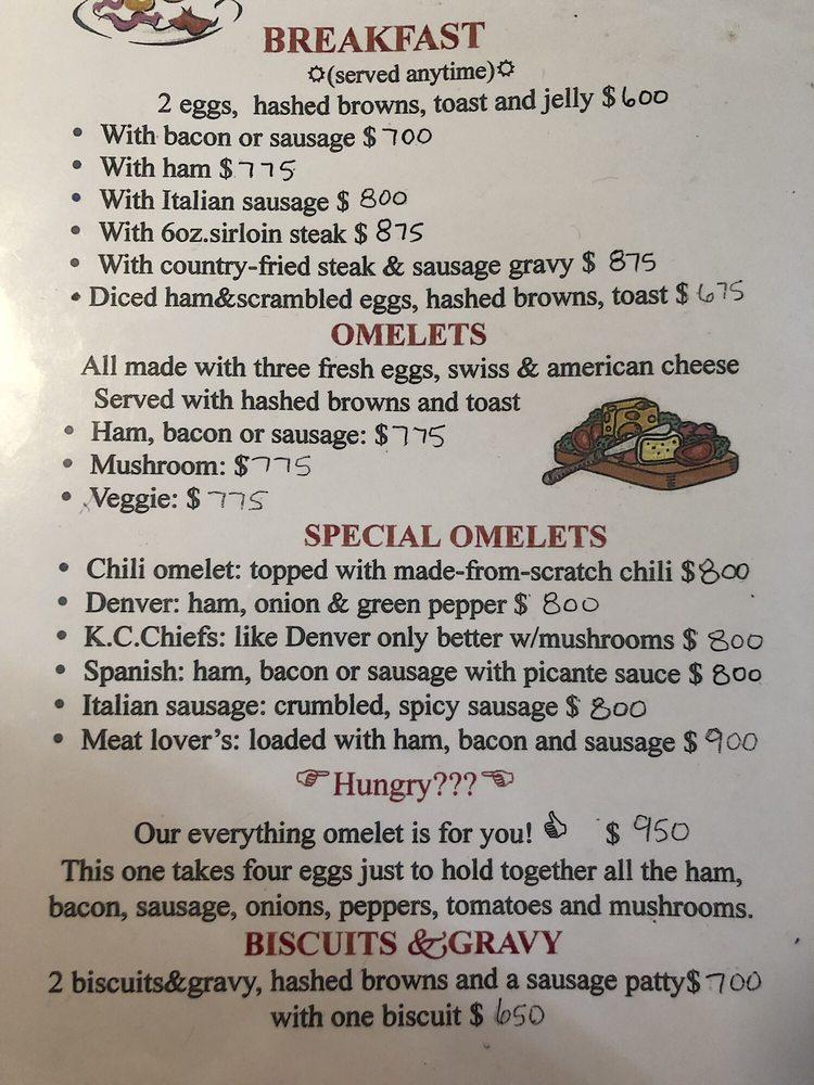 Menu at Rose Cafe, Independence
