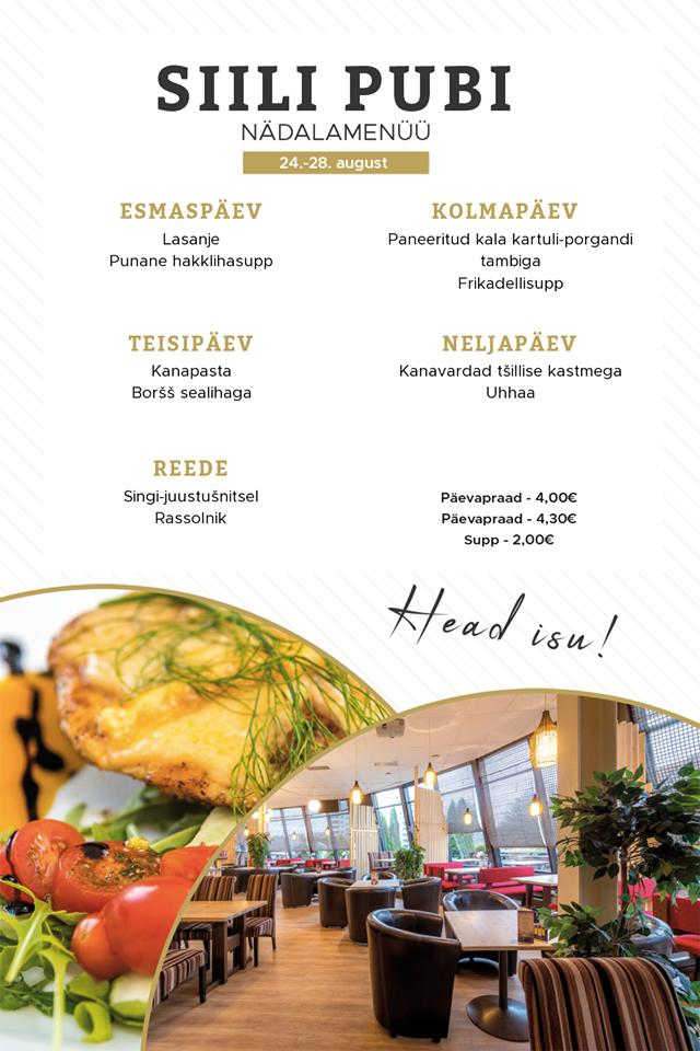Menu at Hedgehog Pub, Tallinn