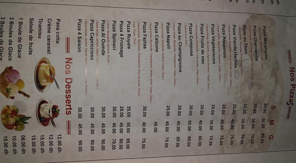 Menu at Restaurant Al Omda, Casablanca