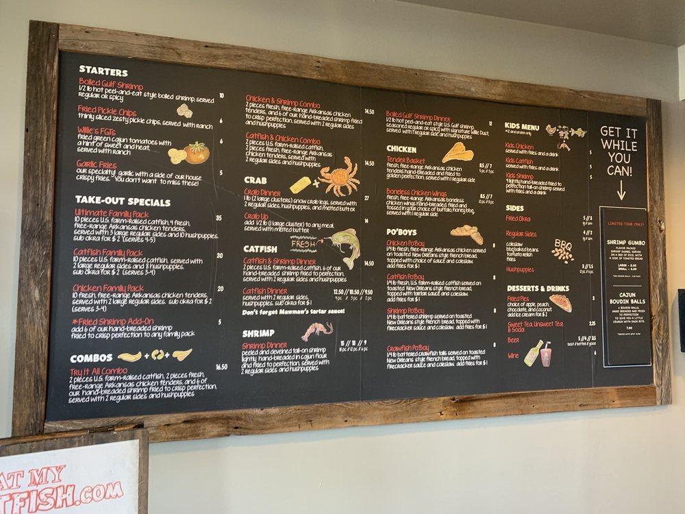 Menu at Eat My Catfish restaurant, Little Rock, N Rodney Parham Rd