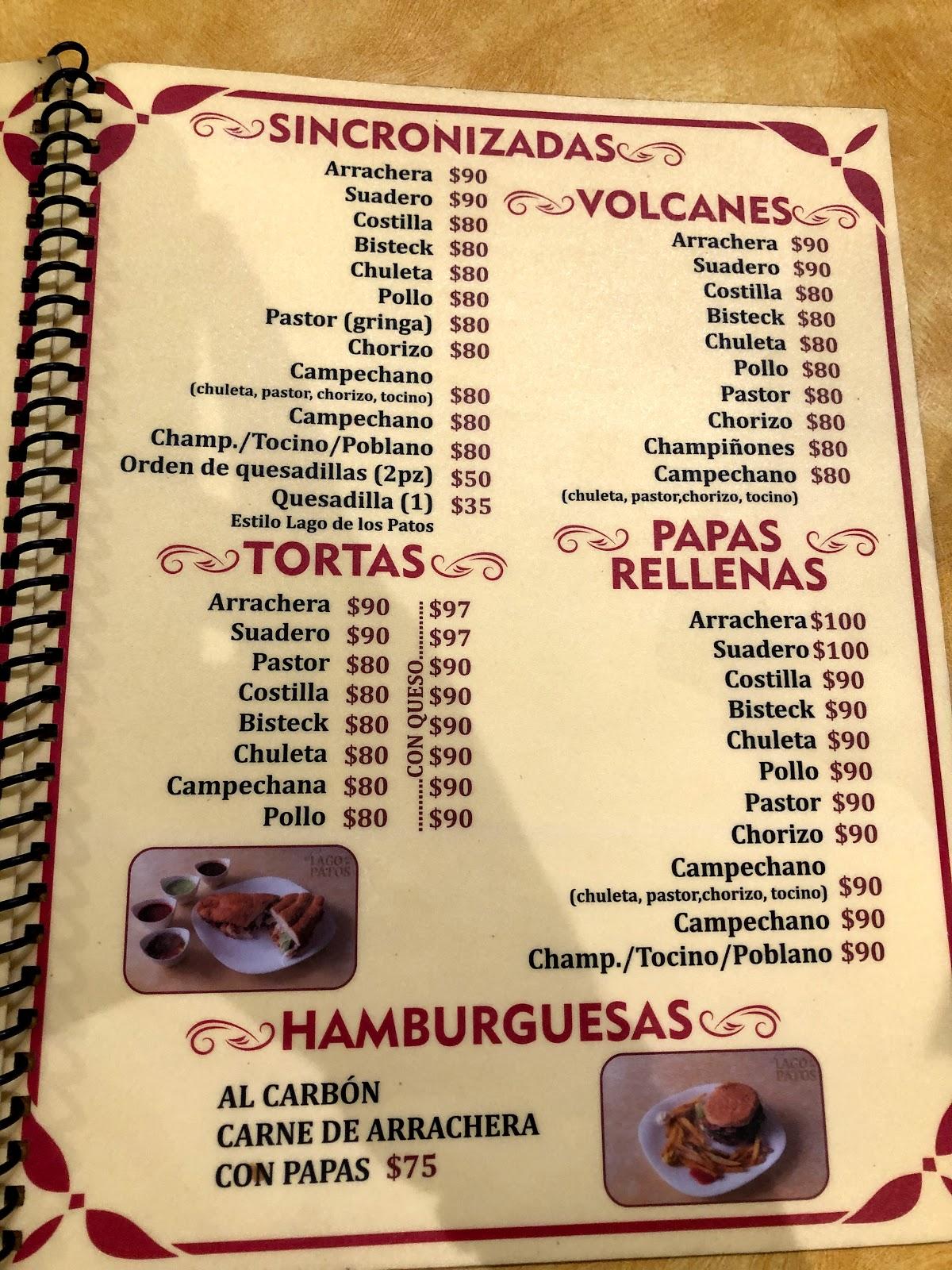 Menu at EL LAGO DE LOS PATOS restaurant, Naucalpan, Av. Cuajimalpa 8