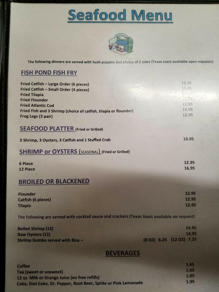 Menu at Fish Pond Cafe, Conroe