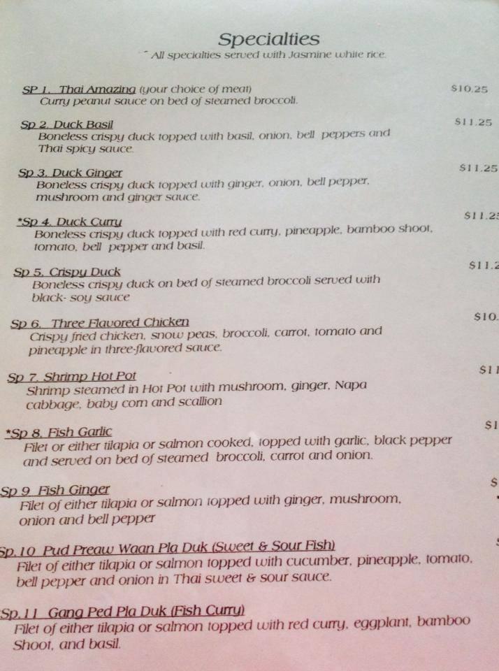 Menu at Jay's Authentic Thai Cuisine restaurant, Kokomo