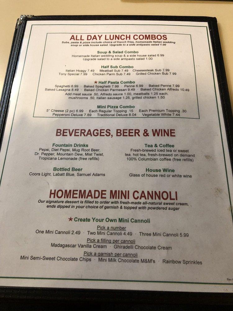 Menu at Parasson's Italian Restaurant, Akron, 959 E Waterloo Rd