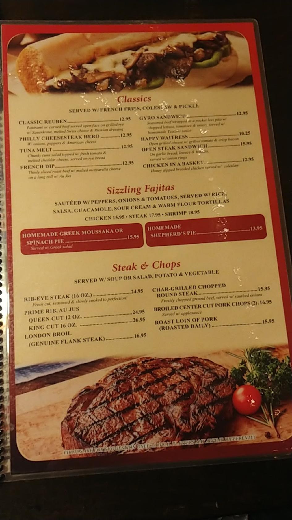 Menu at Tri-Valley restaurant, Dumont