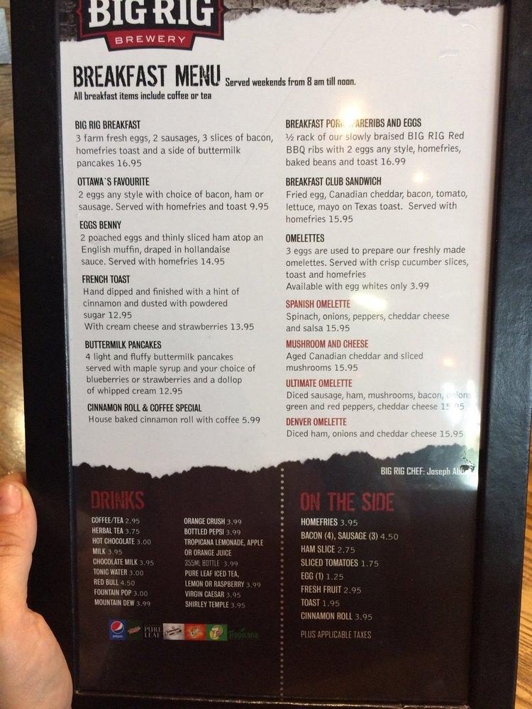 Menu at Big Rig Kitchen & Brewery - Iris pizzeria, Ottawa, Iris St
