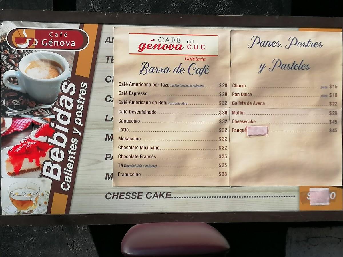 Carta de Café Génova C.U.C., Mexico