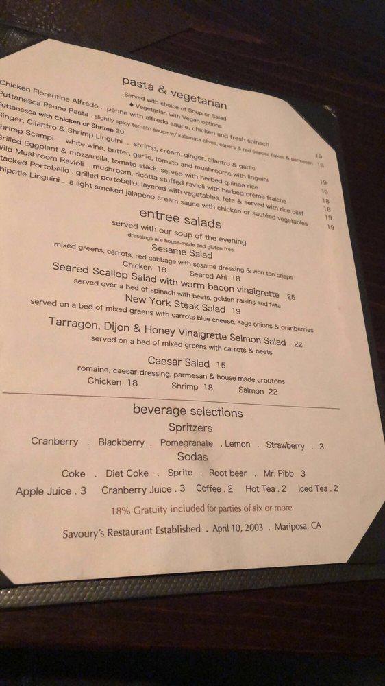 Menu at Fredricks of Savourys pub & bar, Mariposa