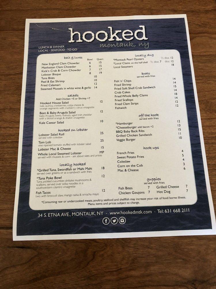 Menu at Hooked restaurant, Montauk
