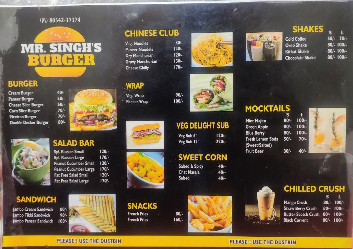 Menu at Mr Singh burger, Kapurthala, Sultanpur Rd
