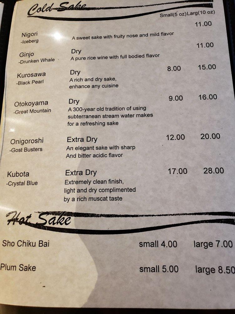 Carta de O2 Sushi Restaurant, Simi Valley