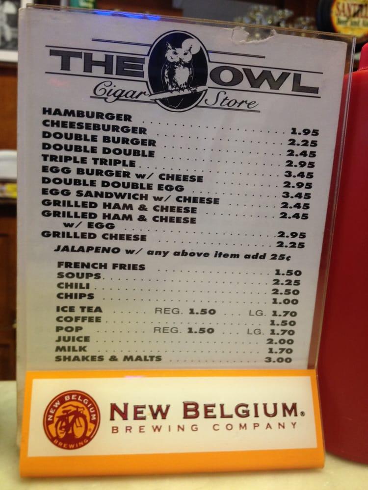 Menu at Owl Cigar Store pub & bar, Cañon City