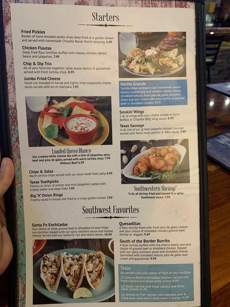Menu at Santa Fe Cattle Company steakhouse, Fort Payne