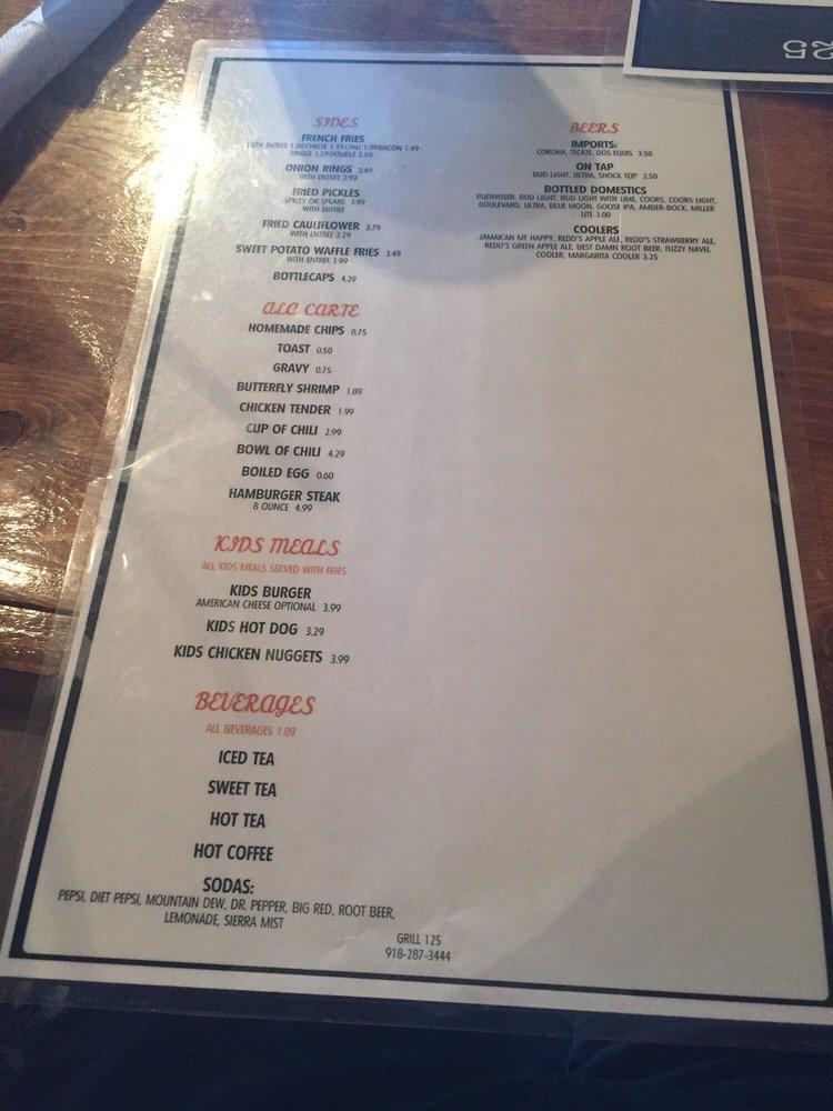 Menu at Grill 125 pub & bar, Pawhuska
