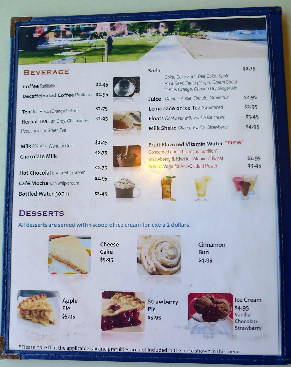 Menu at Lakeview Restaurant, Harrison Hot Springs