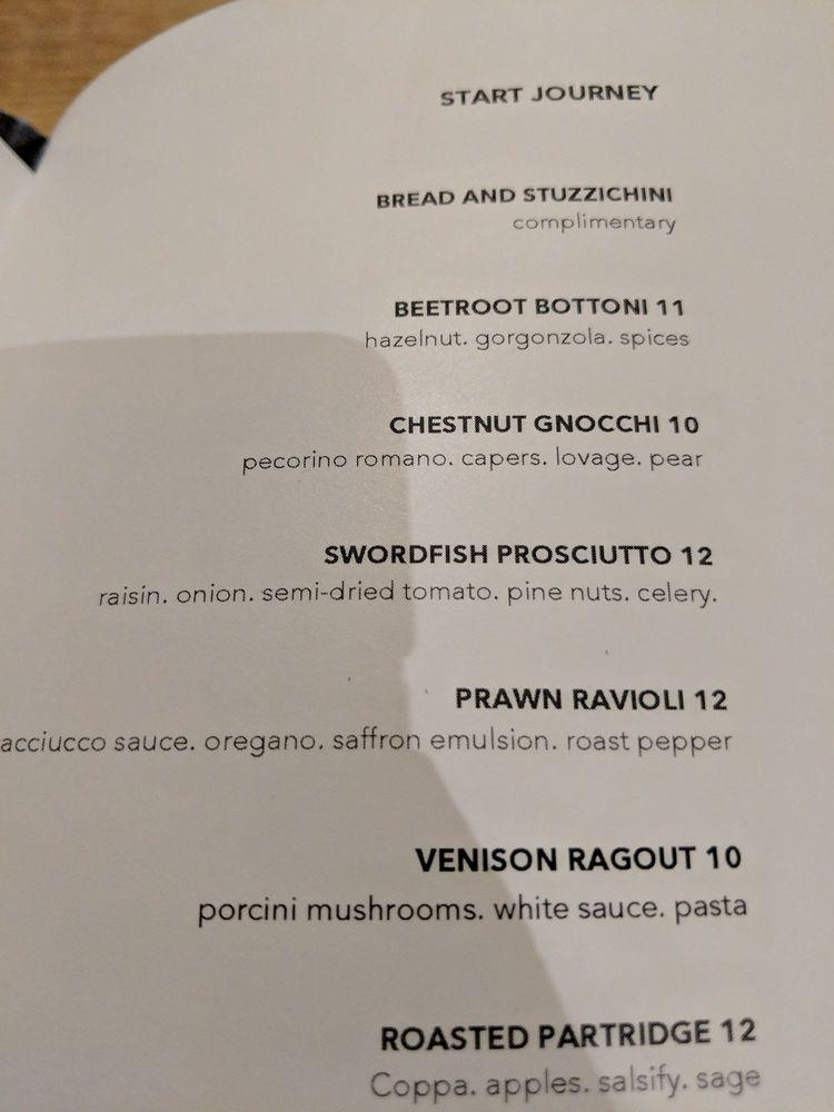 Menu at Mono restaurant, Edinburgh