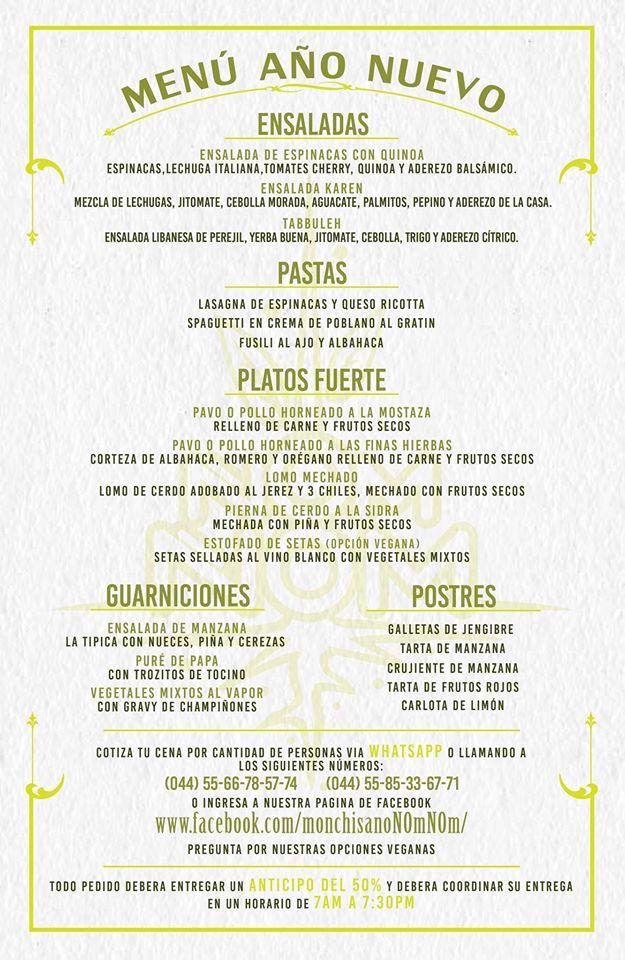 Menu at ÑOm ÑOm restaurant, Mexico City, Duna 38