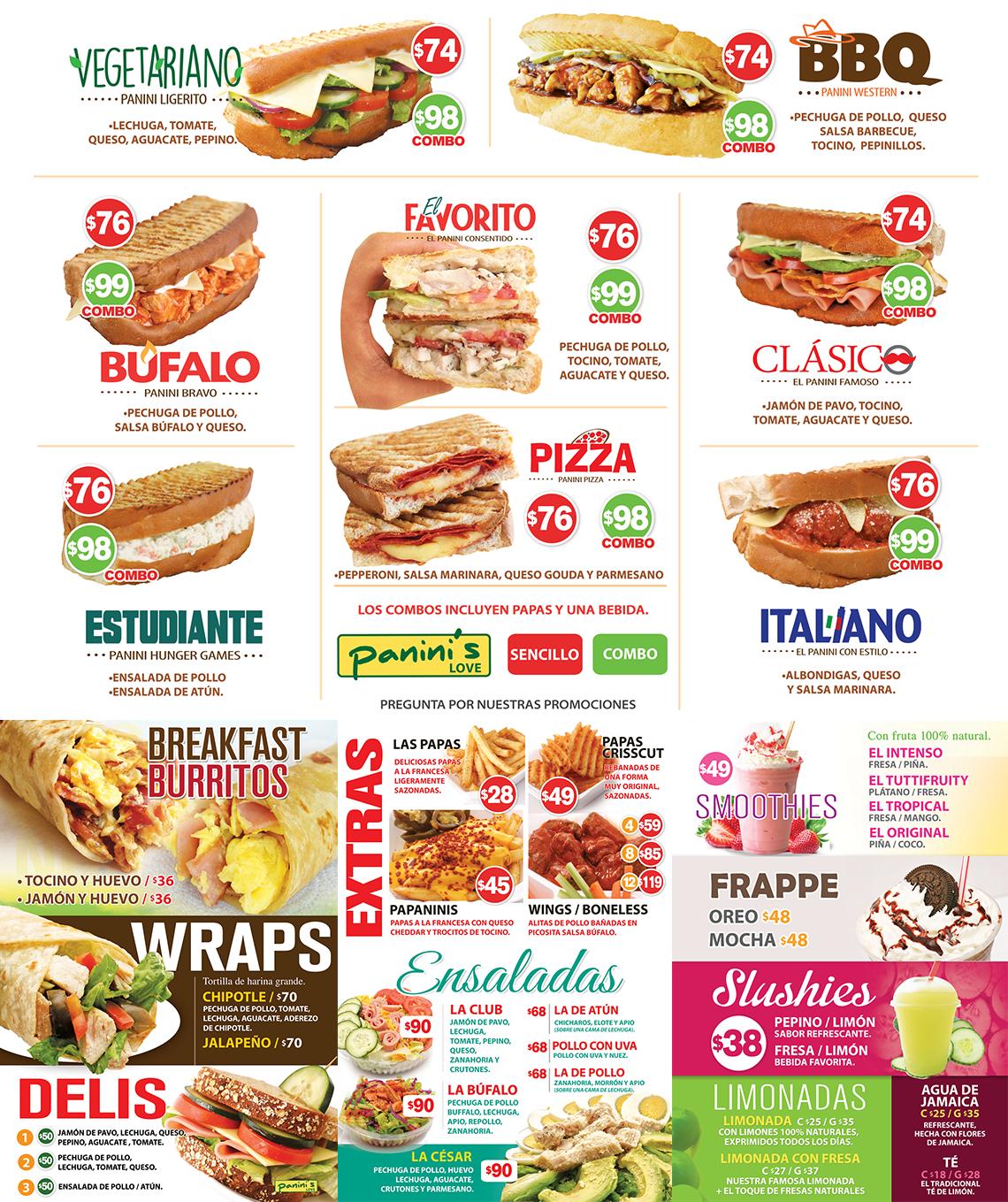 Carta del restaurante Panini's Love, Reynosa, Blvrd del Maestro 1100