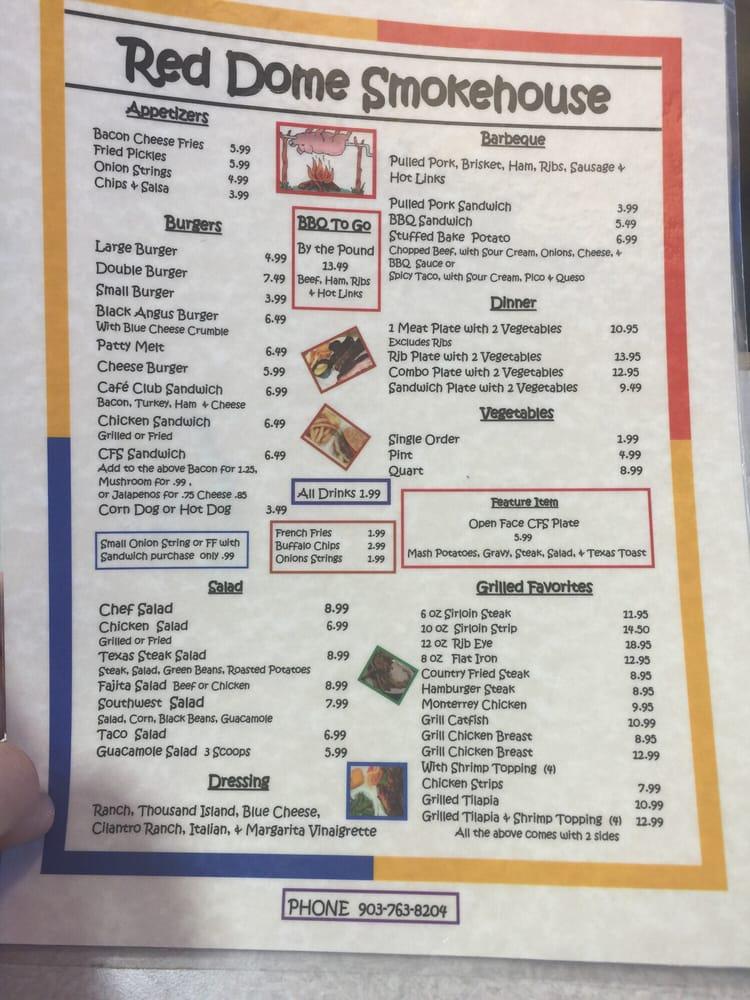 Menu at Red Dome Smokehouse steakhouse, Quitman