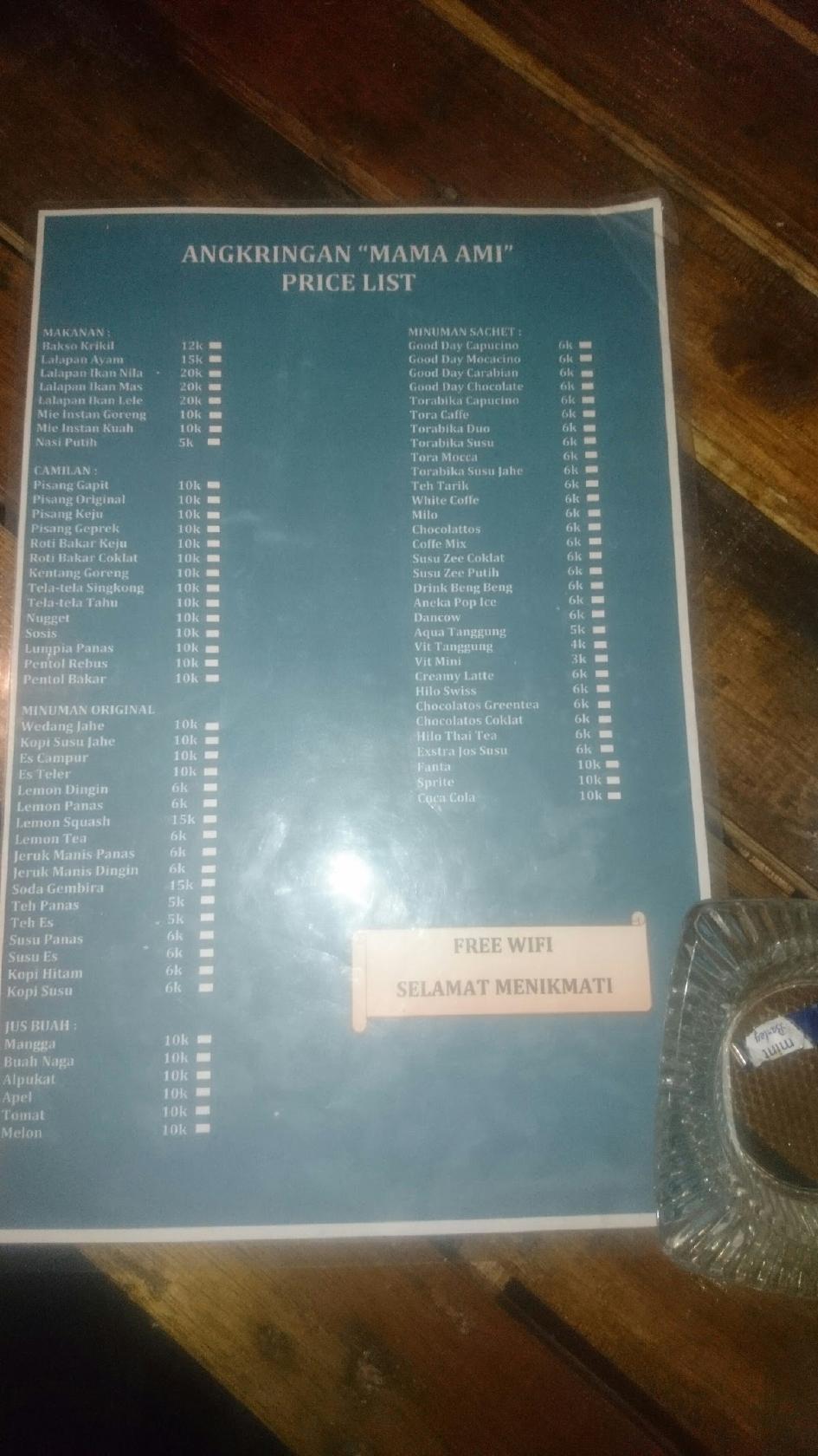 Menu at Angkringan Mini Cafe Lbk, Samarinda
