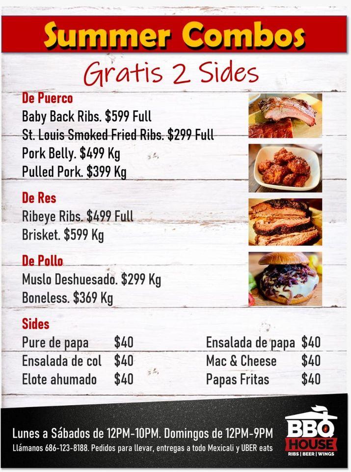 Menu at BBQ House - La casa de las costillas, Mexicali, Calz Anáhuac 1263