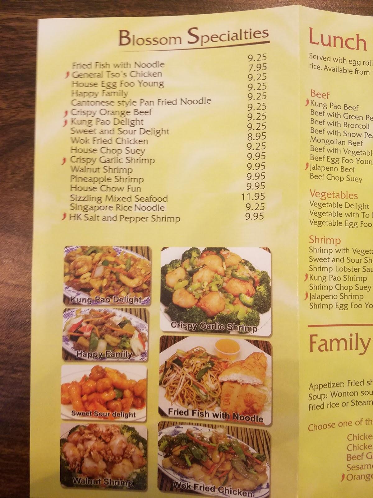 Menu at Blossom Asian Cuisine restaurant, Tolleson