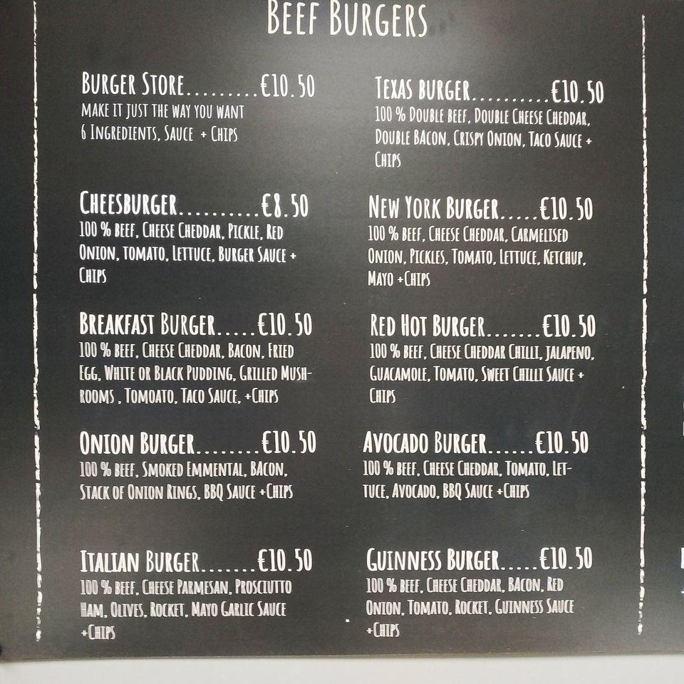 Menu at Burger Store - Probably The Finest Burgers in Dublin restaurant ...