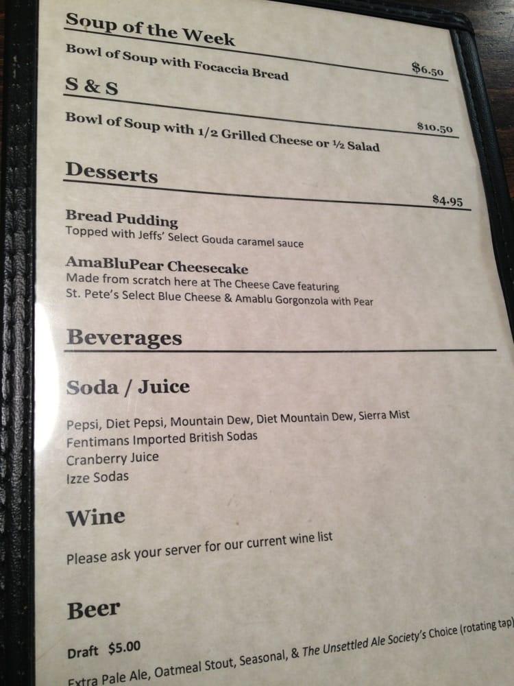 Menu at Cheese Cave pub & bar, Faribault