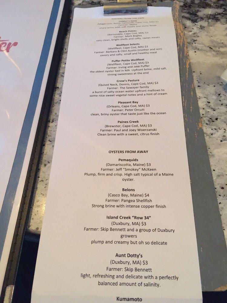 Menu at Epic Oyster pub & bar, Falmouth