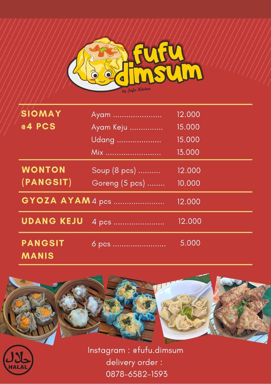 Menu at Fufu Dimsum restaurant, Klaten