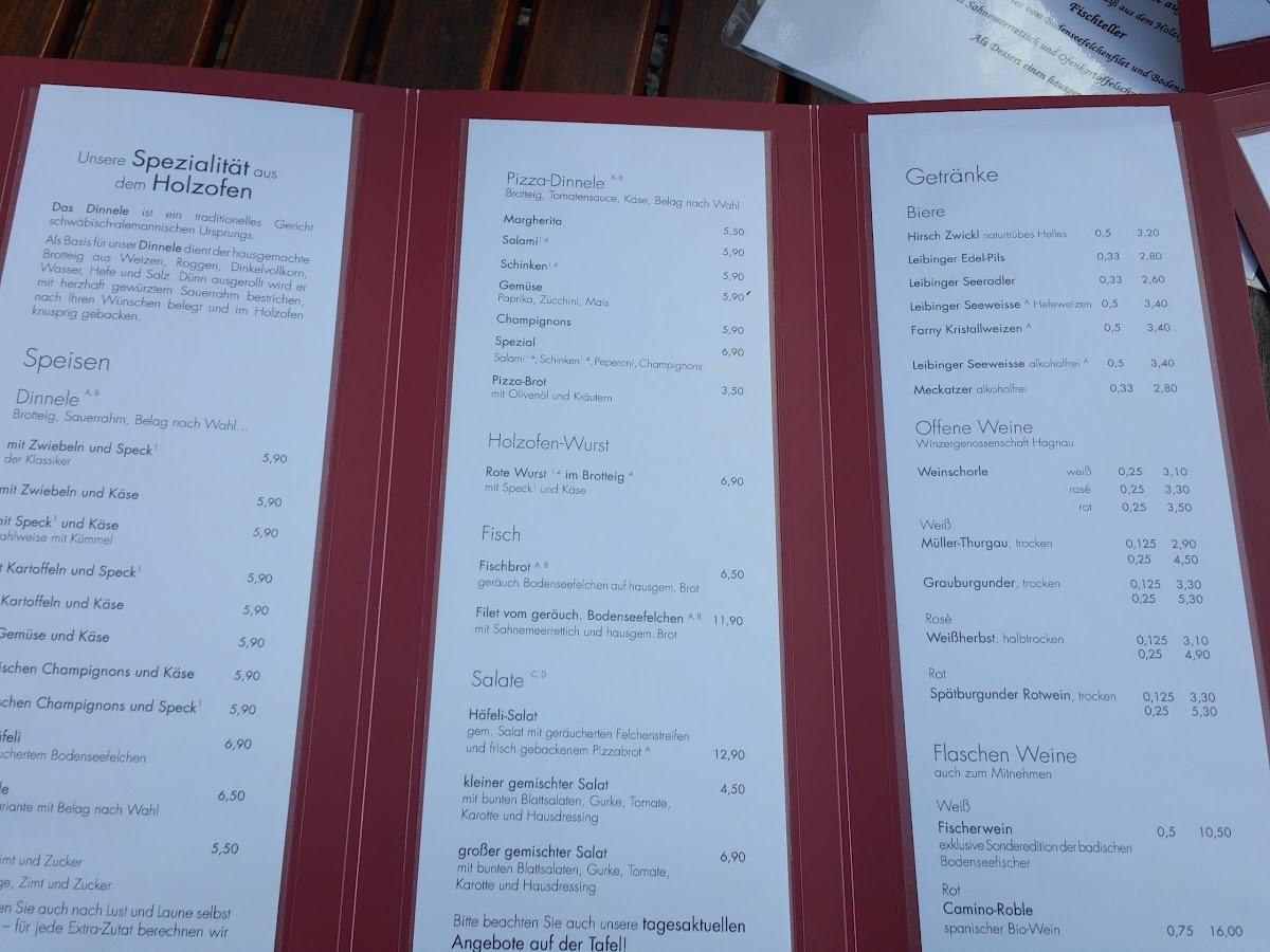 Speisekarte von Häfeli restaurant, Uhldingen-Mühlhofen
