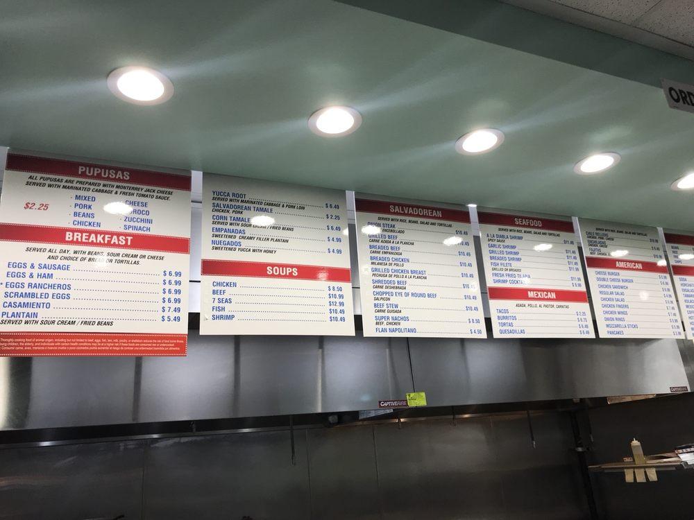 Menu at Las Pupusas restaurant, Las Vegas, S Las Vegas Blvd