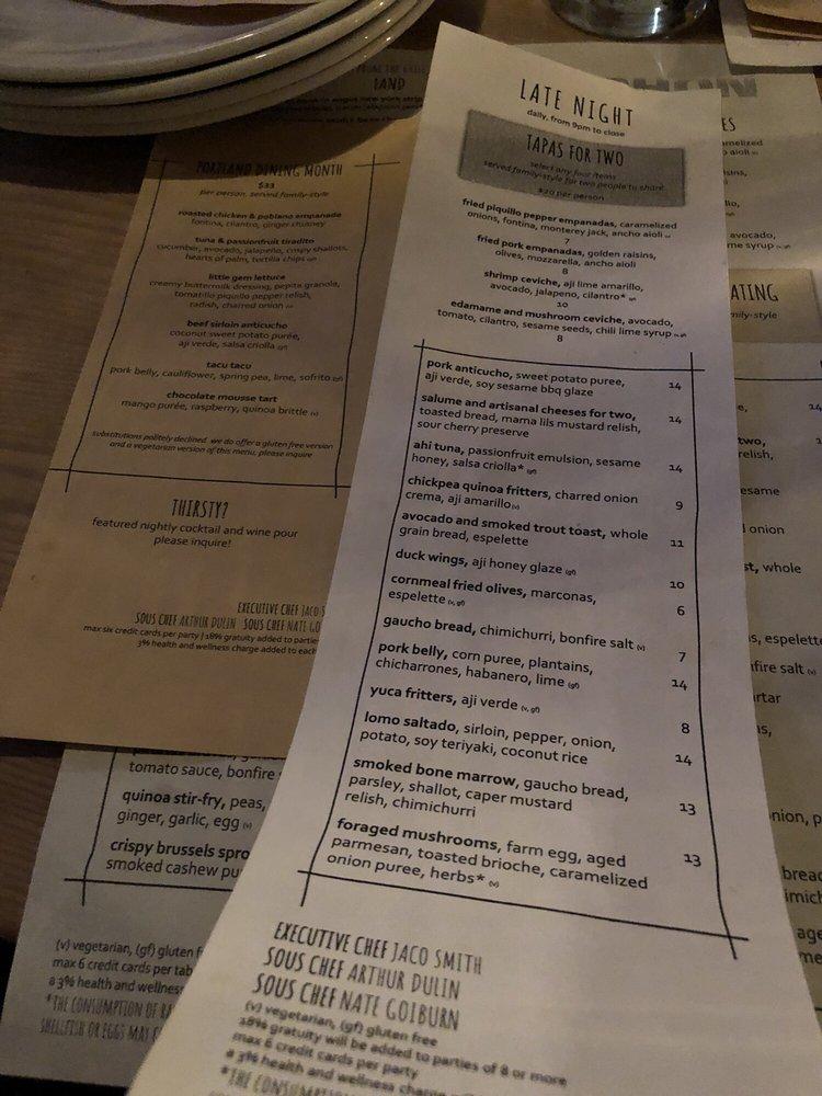 Menu at Lechon pub & bar, Portland