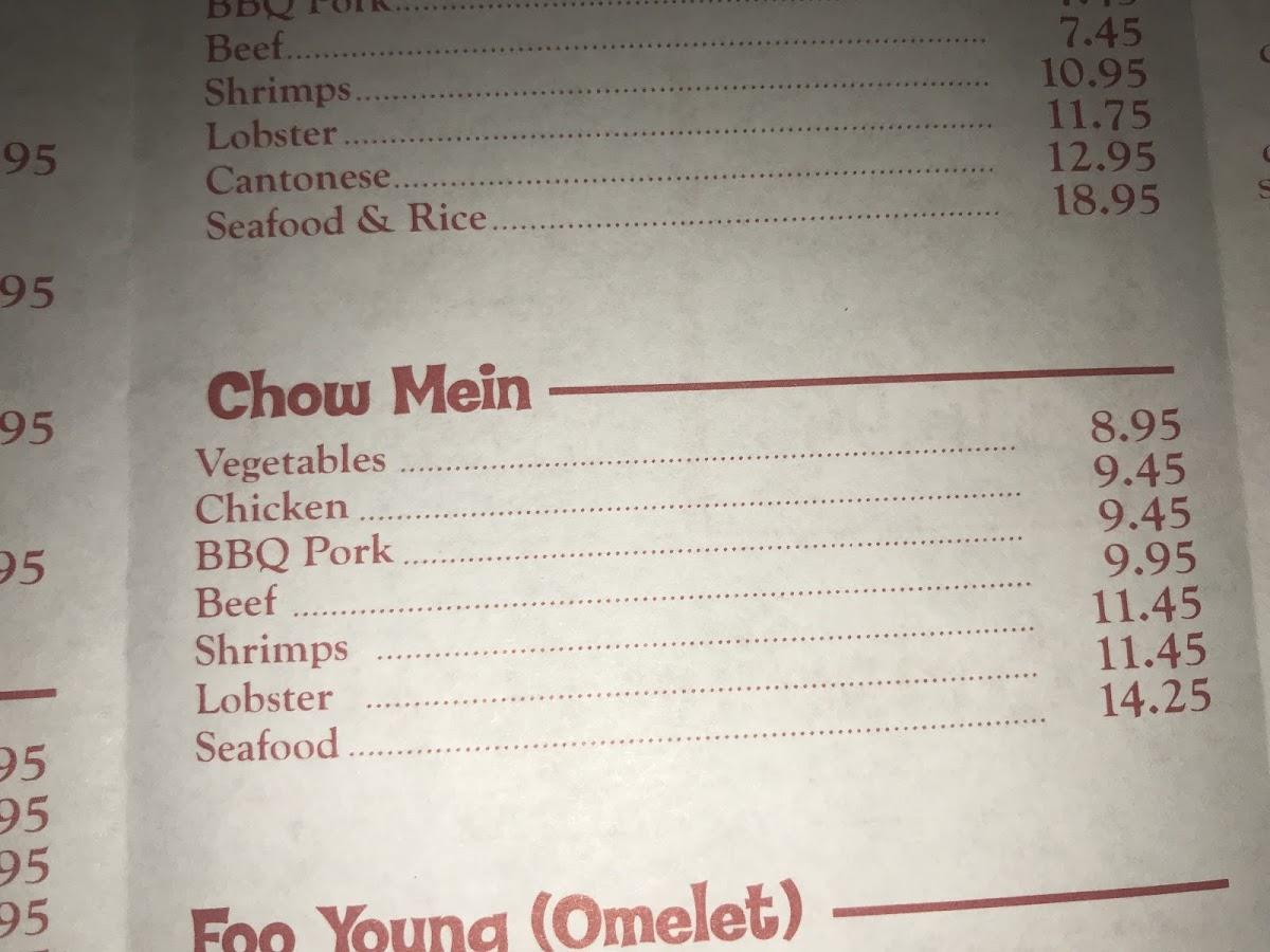 Menu at Thanh Van restaurant, Woodstock