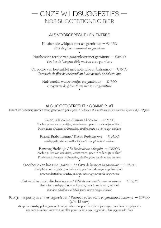 Menu at Pullman Restaurant-Hotel, Blankenberge