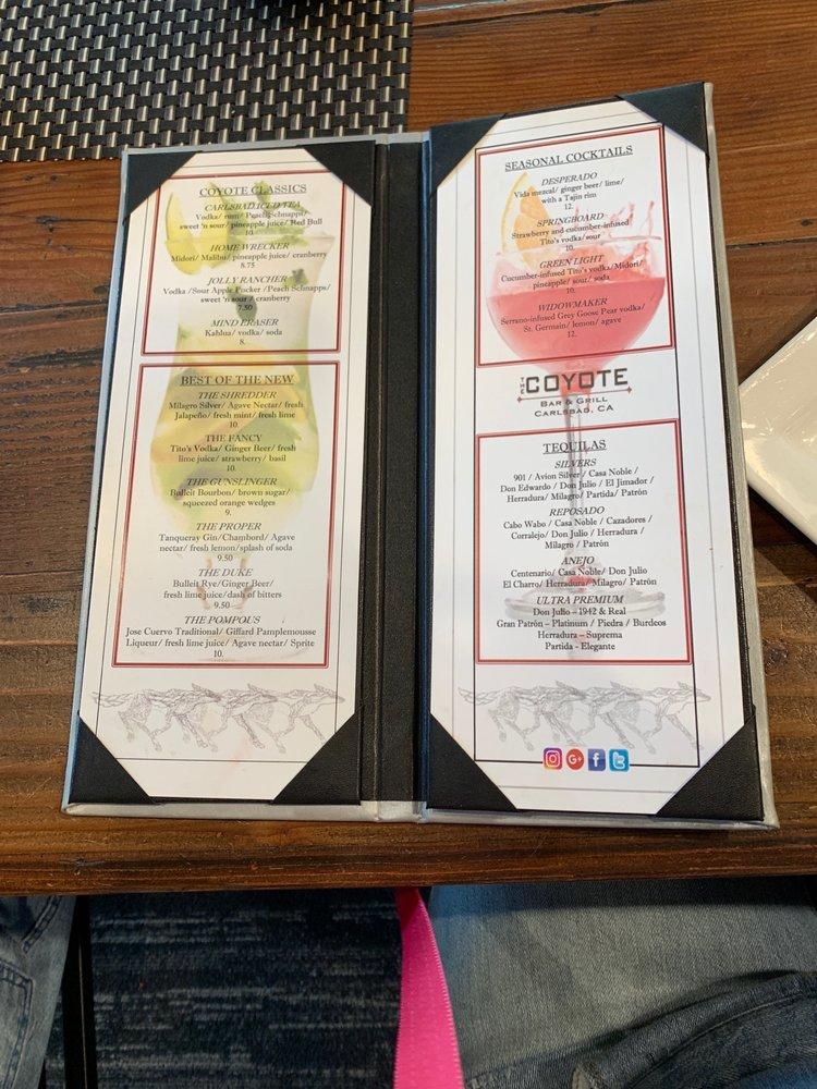 Menu at The Coyote Bar & Grill, Carlsbad