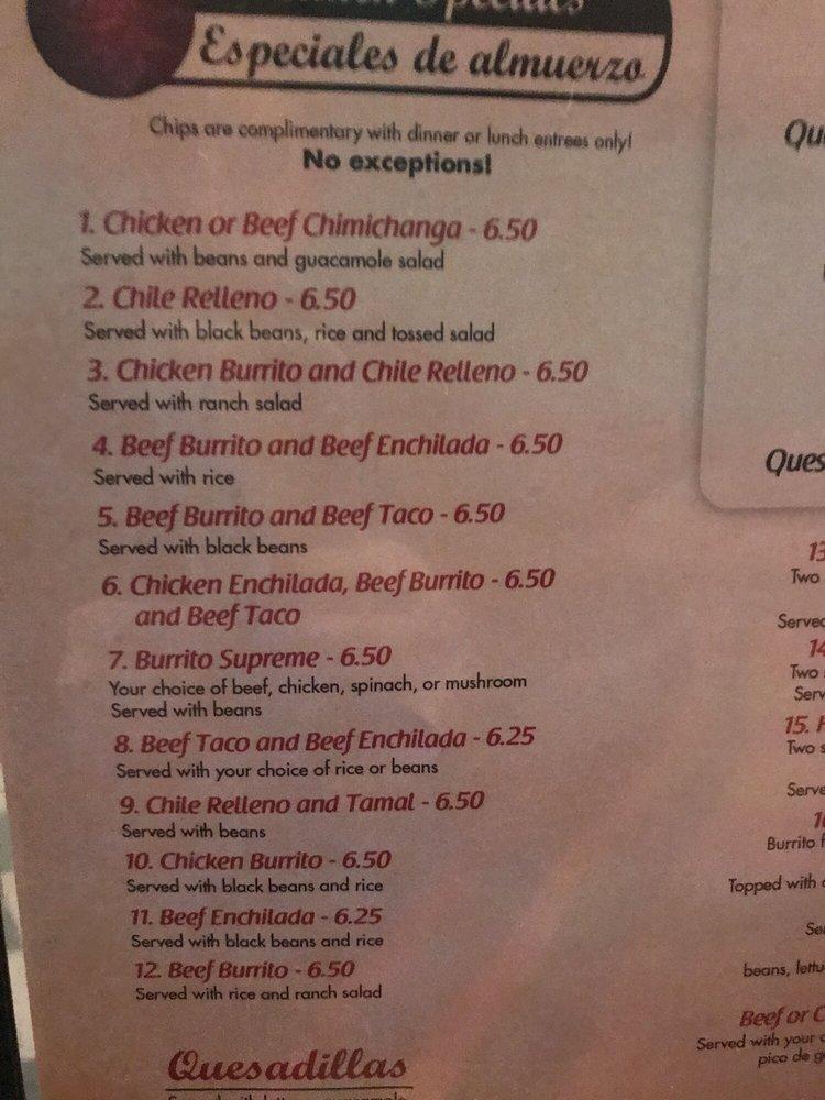 Menu at Zapata Mexican Restaurant, Birmingham, Valleydale Rd