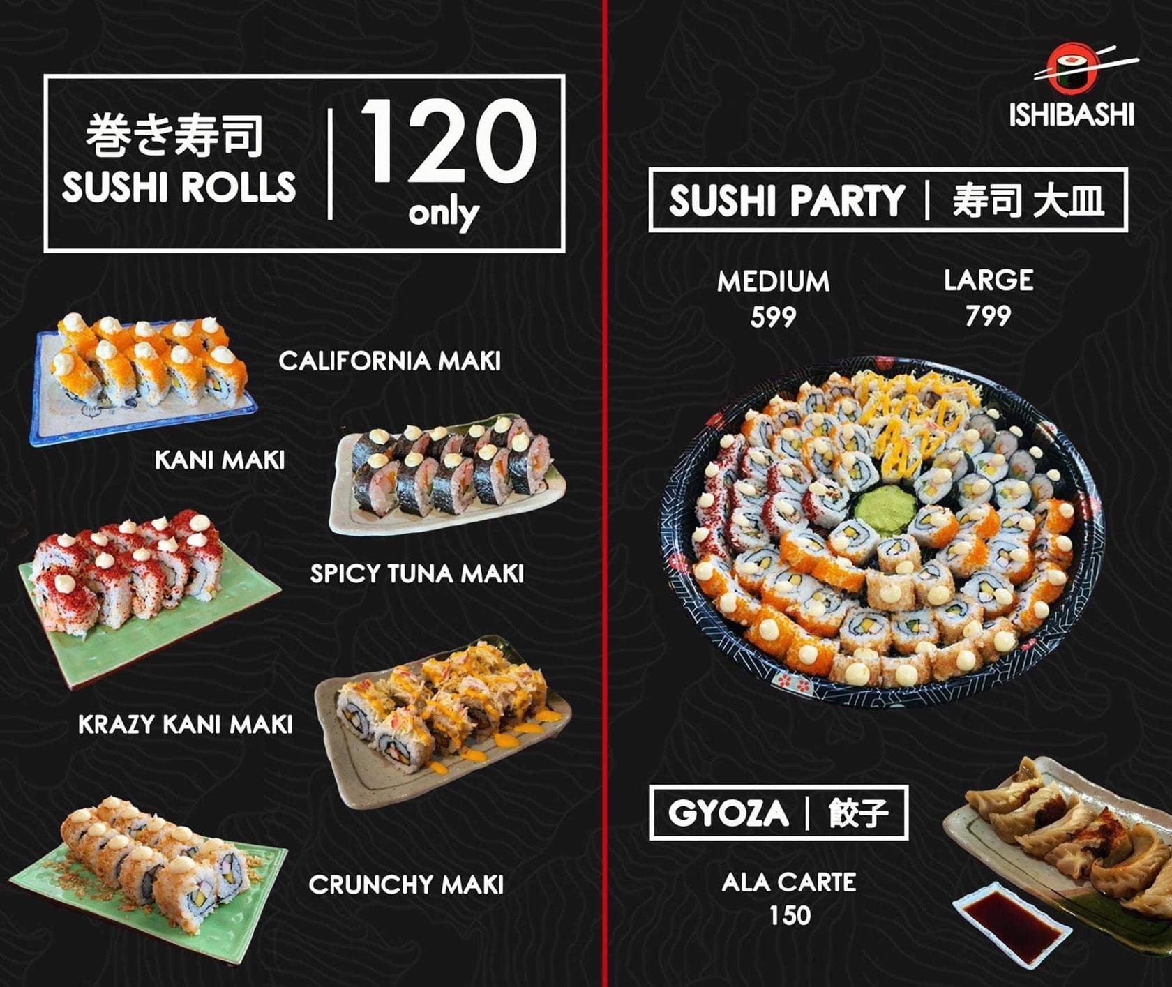 Menu at Ishibashi Dasma restaurant, Dasmariñas