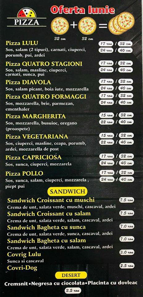Menu at Lulu's Bakery&Pizza, Pitești
