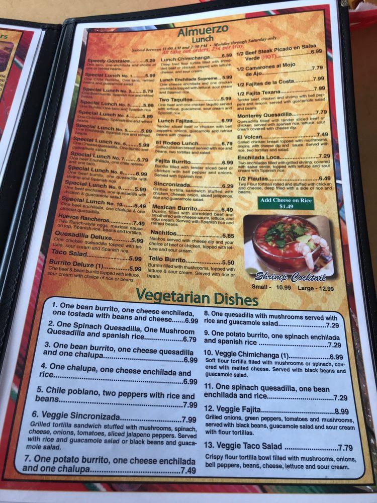 Menu at Mazatlan restaurant, Warrenton, 895 US-158 BUS