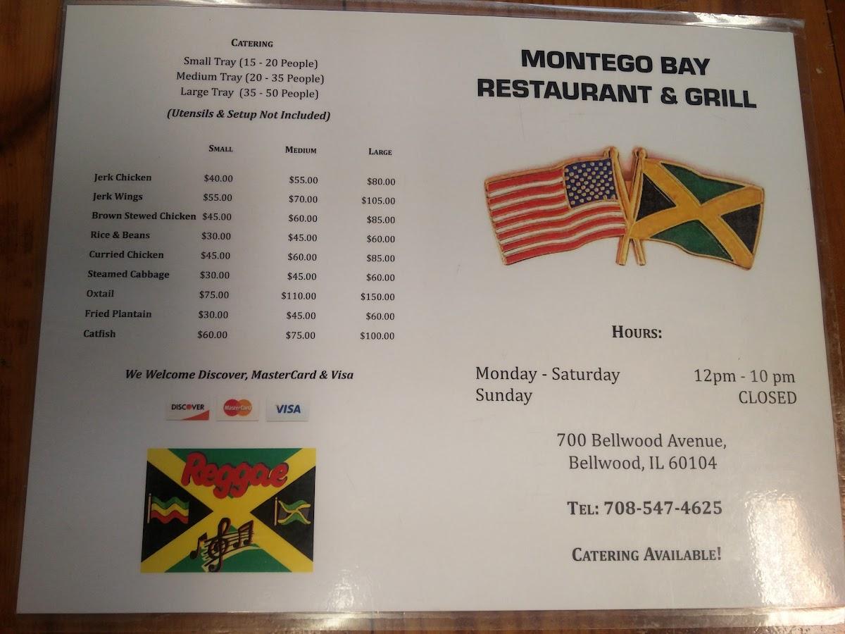 Carta de Montego Bay Restaurant & Grill, Bellwood