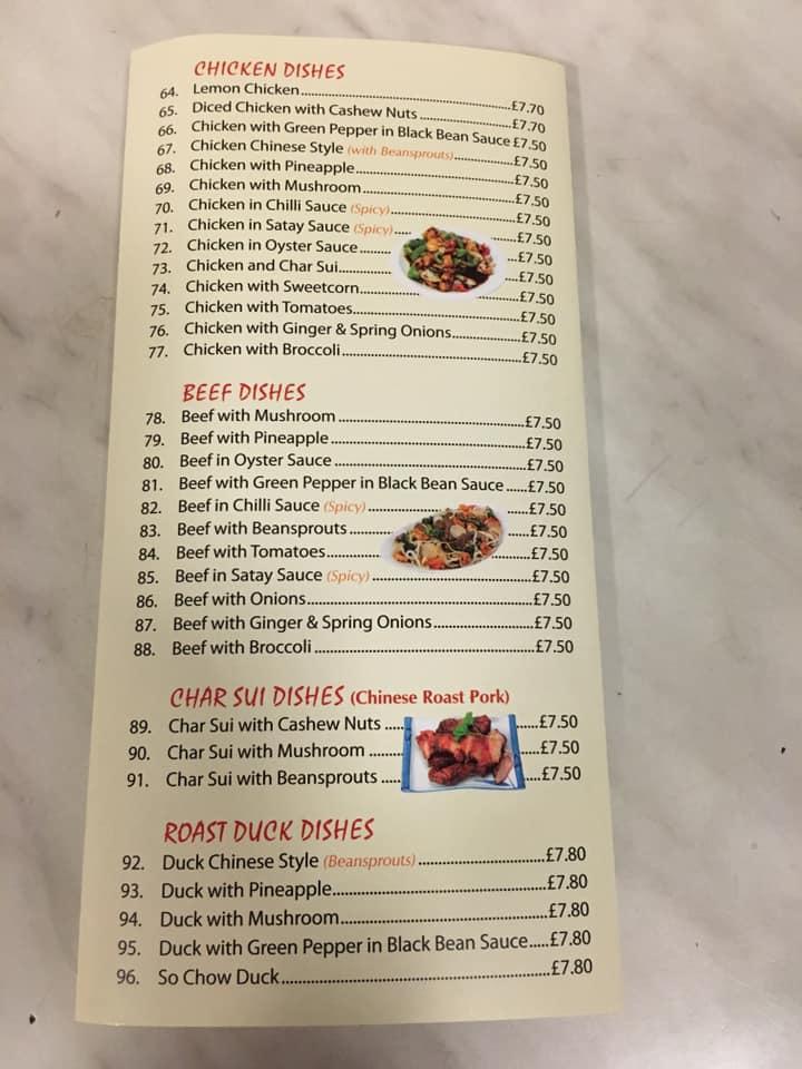 Menu at Mr Rice fast food, Inverness