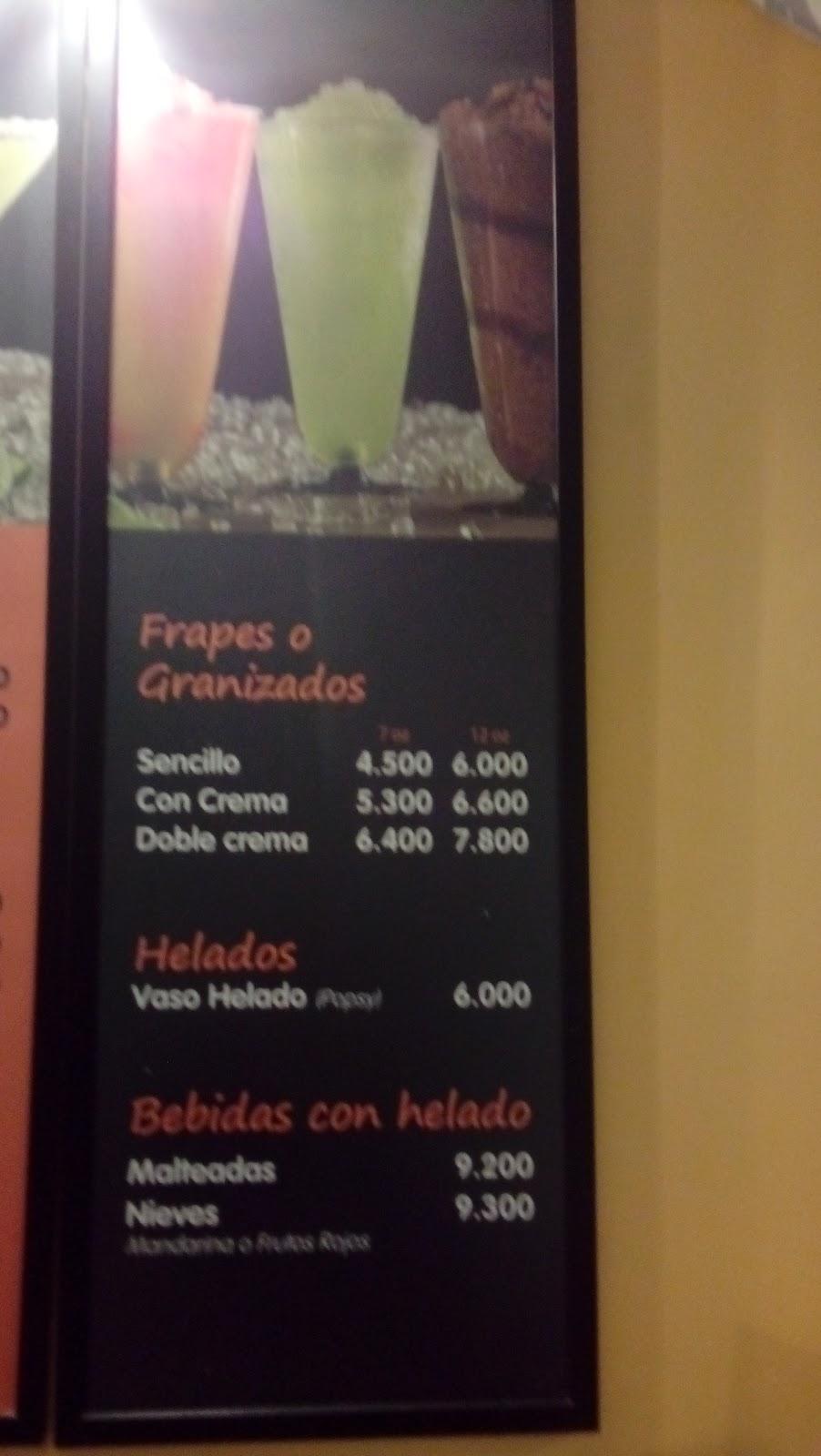 Menu at Solo Café, Pereira
