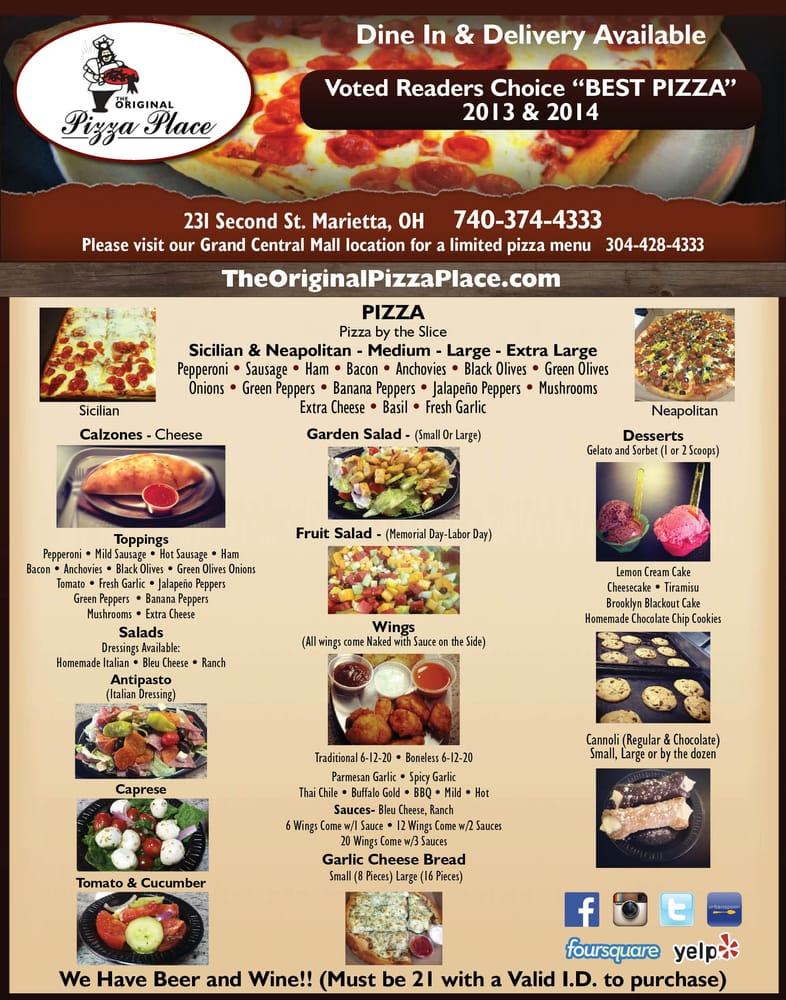 Menu at The Original Pizza Place pizzeria, Marietta